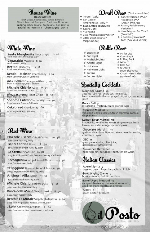 Italian Restaurant Menu: Neptune, NJ: Il Posto | Il Posto